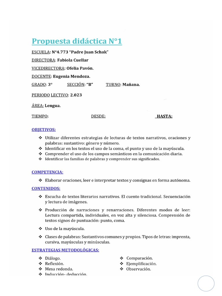 Actividades sobre cuentos tradicionales | PDF | Evaluación
