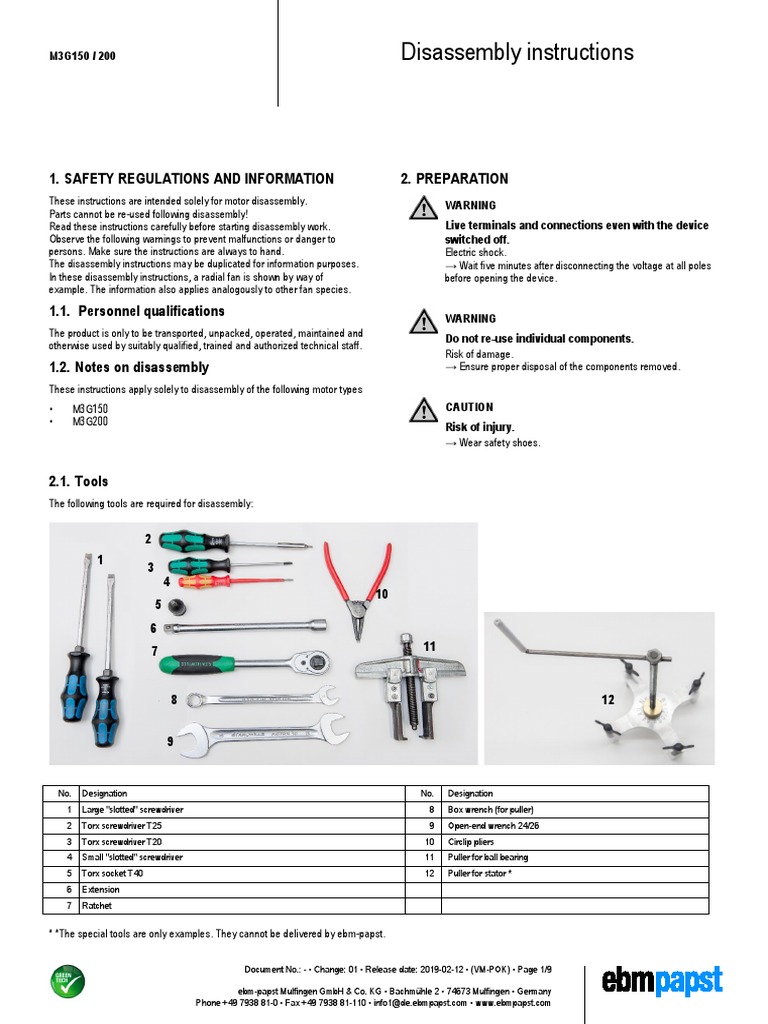 M3G150/200 Motor Disassembly Guide | PDF | Electrical Equipment ...