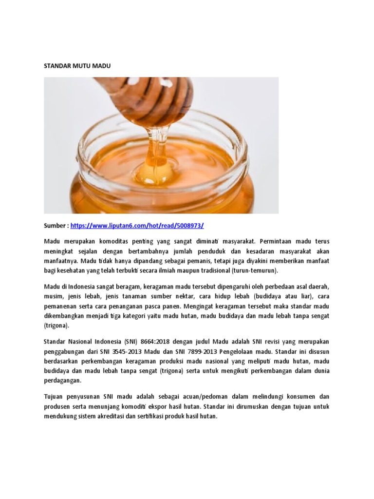 Standar Mutu Madu | PDF