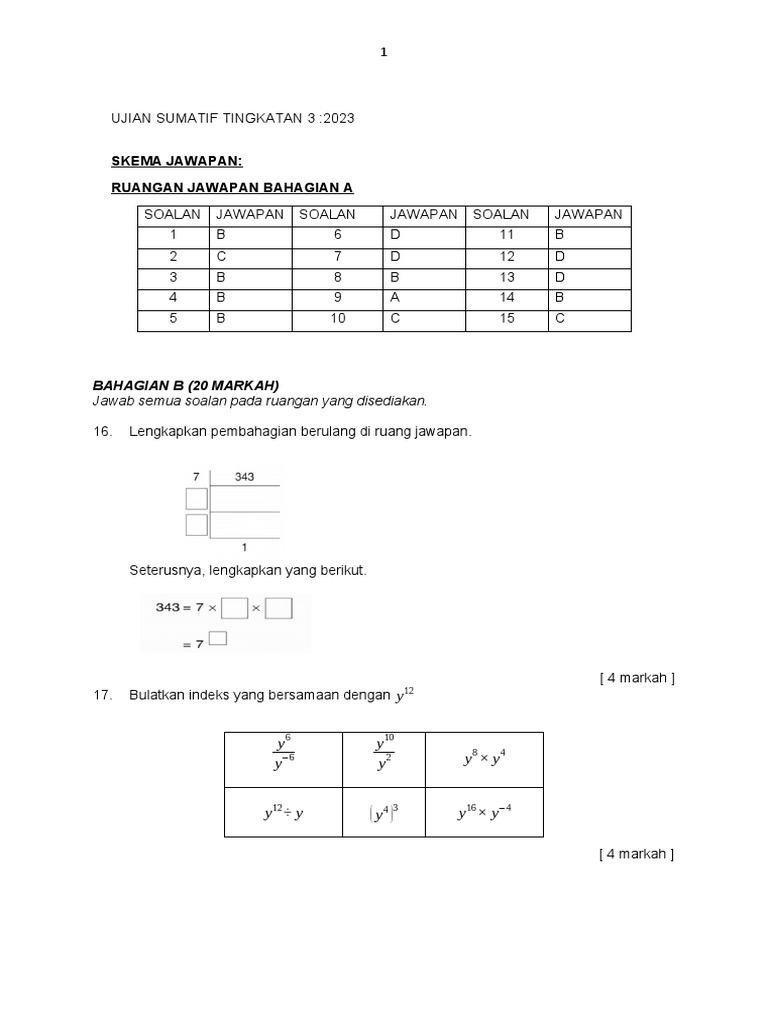 Jawapan Math Ting 3 Sumatif 2023 Pdf