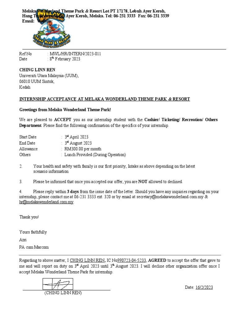 Acceptance Letter 013 - Ching Linn Ren (UUM) | PDF