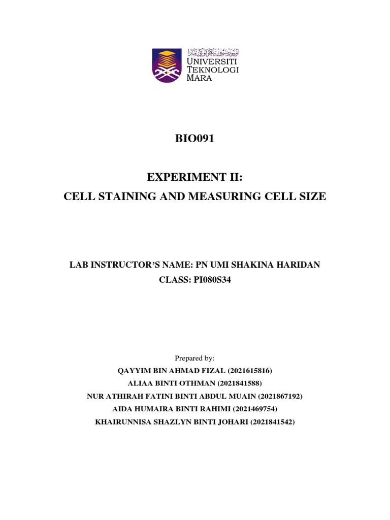 Report Bio Experiment Ii | PDF | Cell (Biology) | Staining