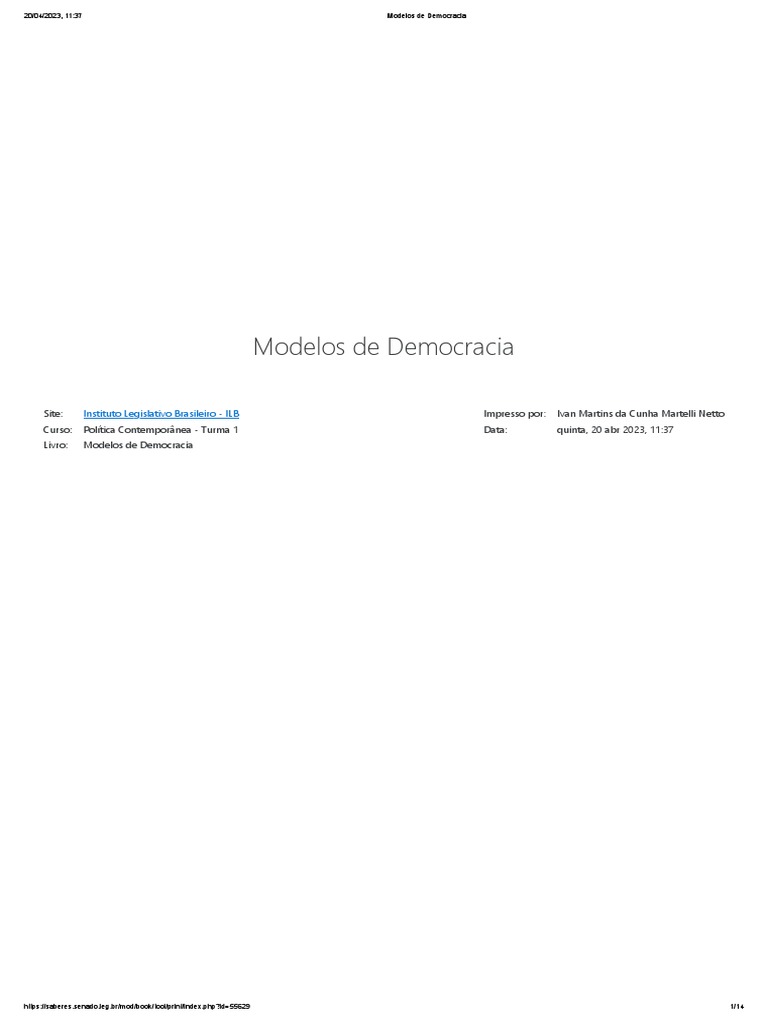 Modelos de Democracia | PDF | Democracia | Ideologias Políticas