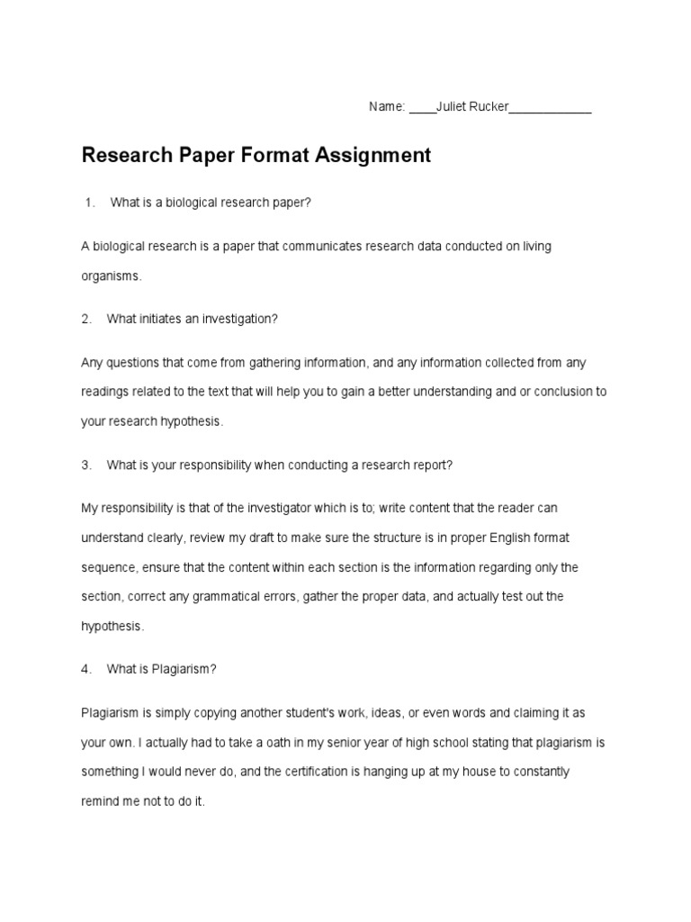 Biology Research Paper Format Assignment | PDF | Data | Abstract (Summary)