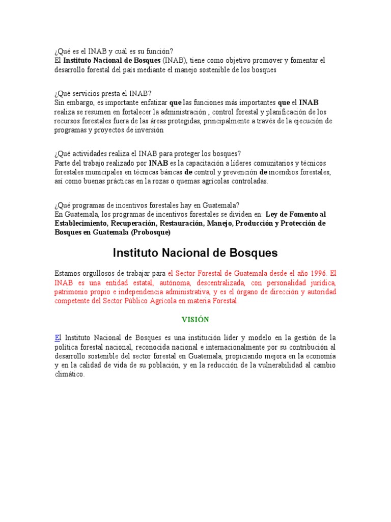 Qué Es El INAB y Cuál Es Su Función | PDF | Los bosques | Deforestación