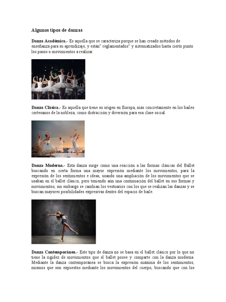 Tipos de Danzas y sus Características | PDF