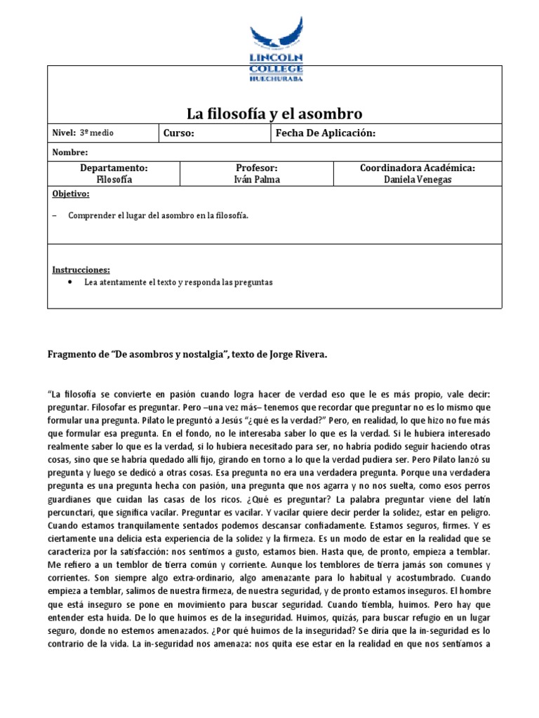 El asombro como origen de la filosofía | PDF | Verdad | Realidad
