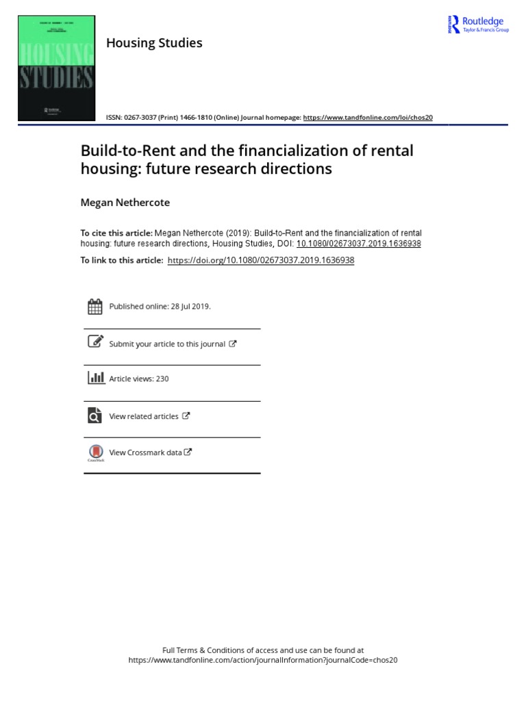 Build-to-Rent and The Financialization of Rental Housing: Future ...