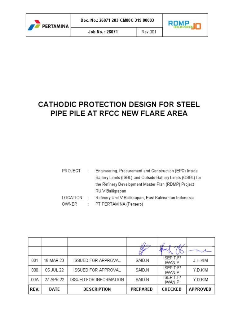 Cathodic Protection Design for Steel Piles at New Flare Area | PDF ...