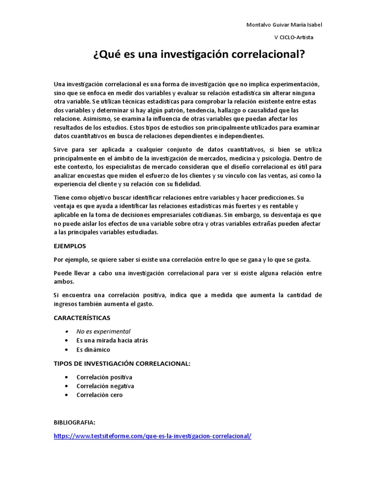 Qué Es Una Investigación Correlacional Y Aplicable | PDF | Estadísticas ...