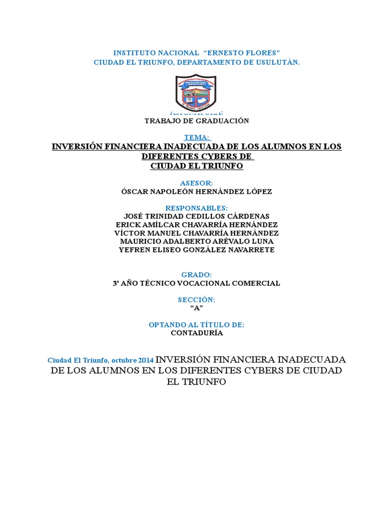 Tesis Grupo 3-1 Informatica | PDF | Hipótesis | Teoría