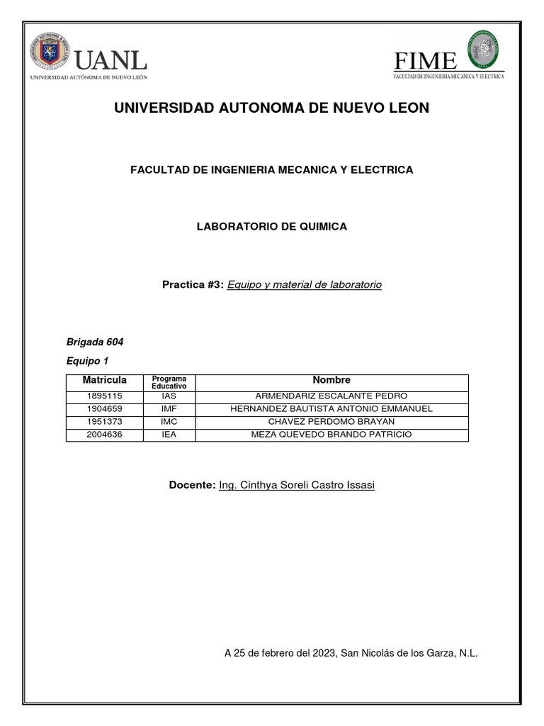 Reporte 3 Lab Quimica Eq 1 | PDF | Densidad | Masa