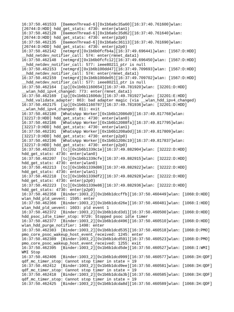 Wireless Driver Log Entries Detailing Driver State Changes and Statistics Collection | PDF ...