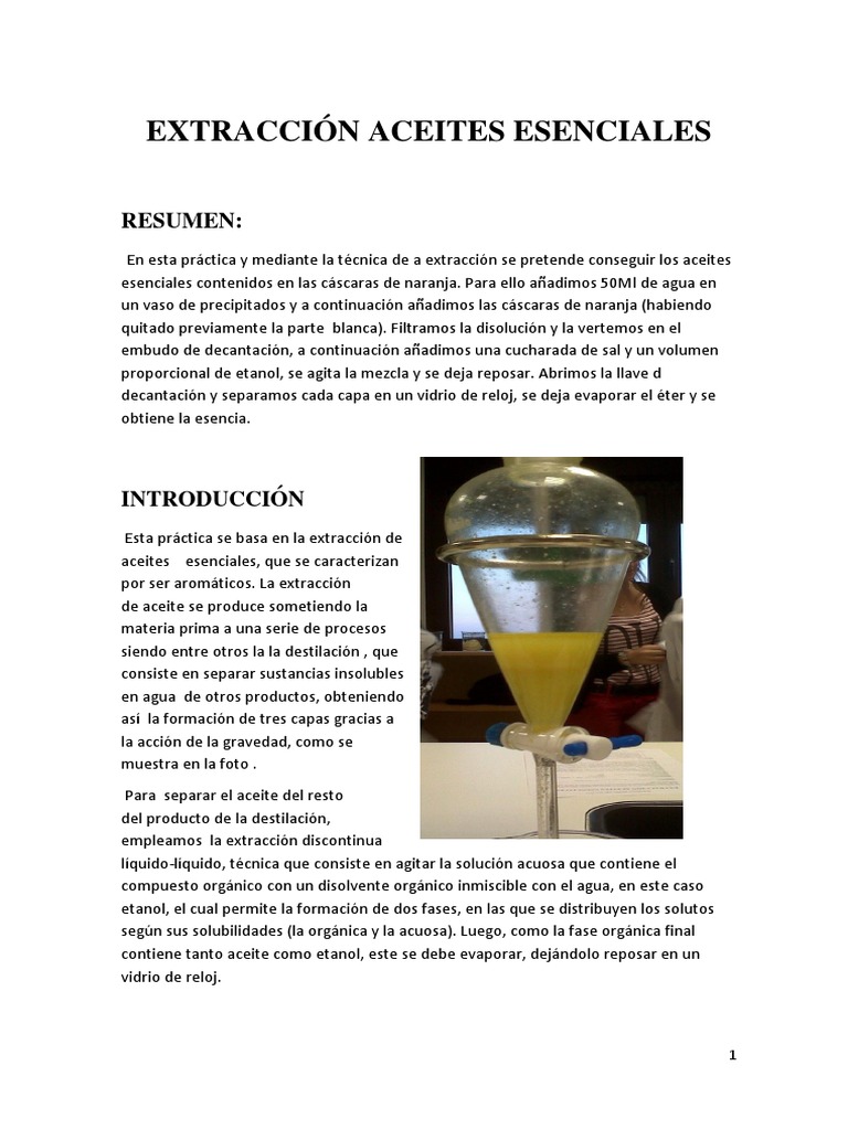 Extraccion de Aceites Esenciales | PDF | Química | Materiales