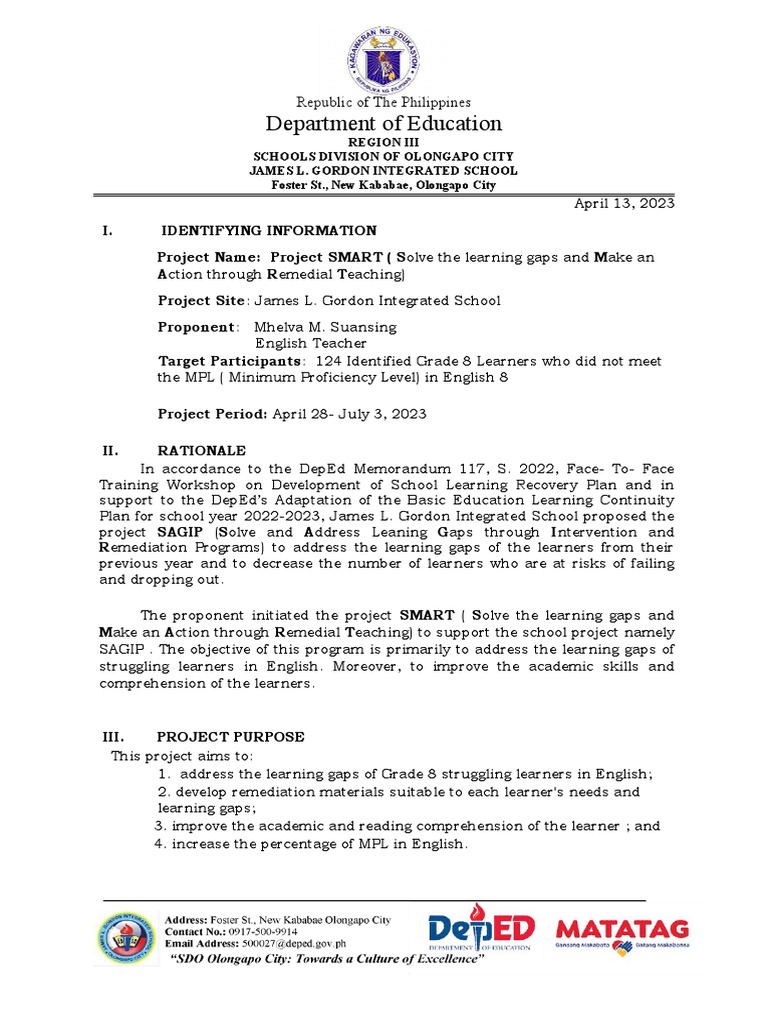 JLGIS LRP Project Proposal PROJECT SMART M.SUANSING | PDF