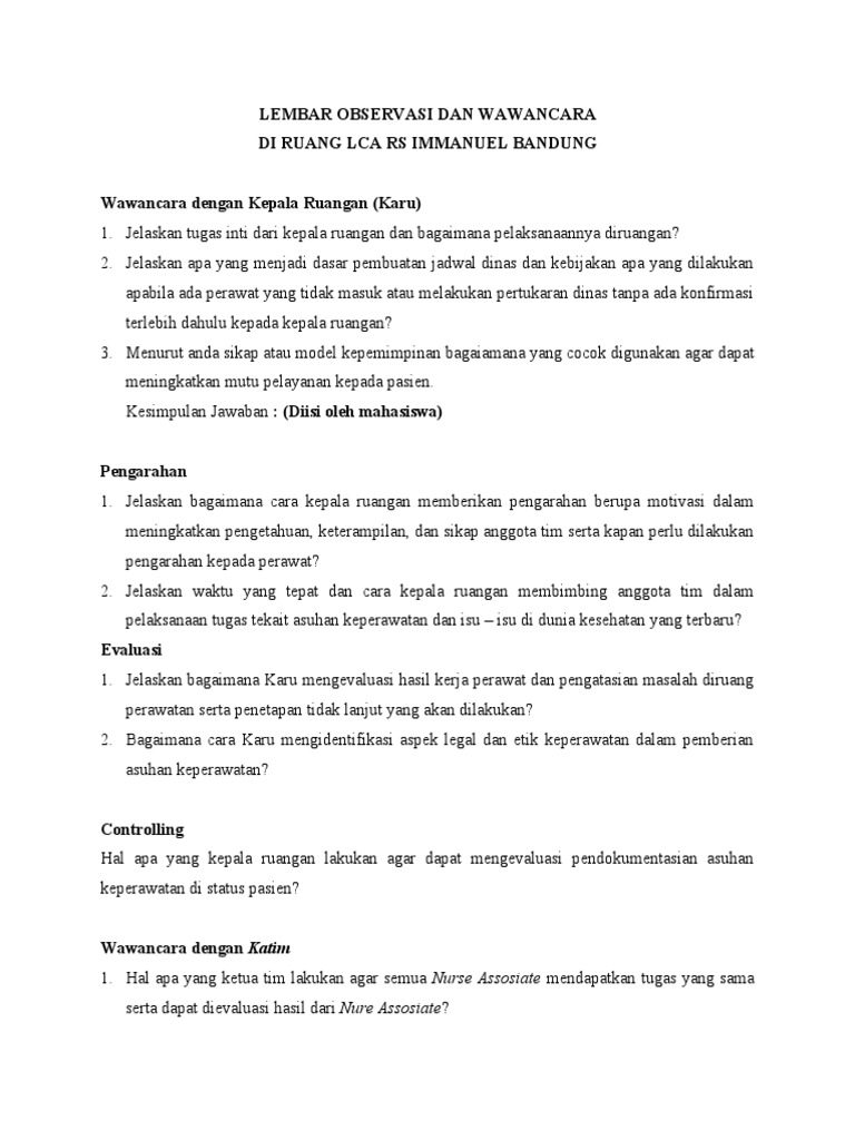LEMBAR OBSERVASI DAN WAWANCARA (Revisi) | PDF