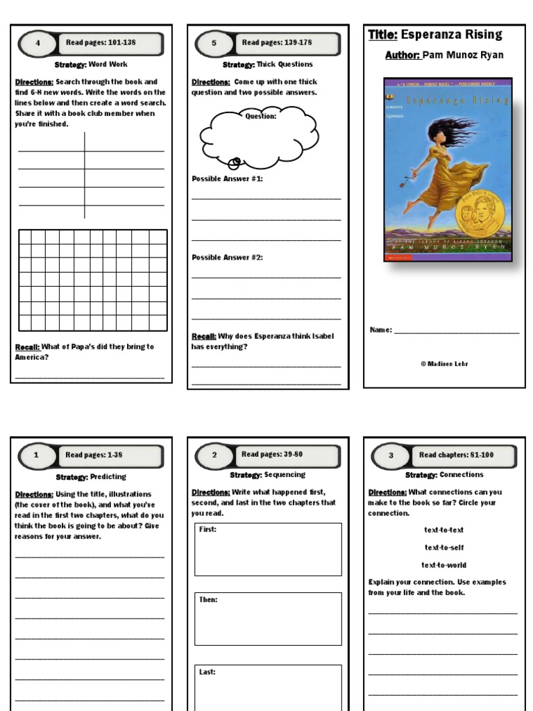 Esperanza Rising Book Club Activity | PDF | Language Arts & Discipline