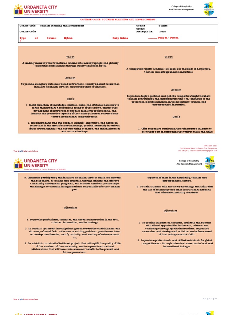 OBTL - Hybrid - TOURISM PLANNING AND DEVELOPMENT | PDF | Tourism | Entrepreneurship