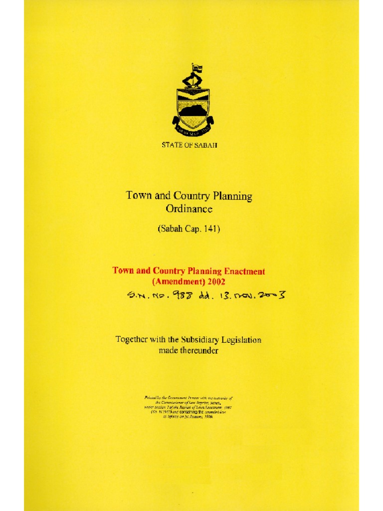 State of Sabah Town and Country Planning Ordinance | PDF | By Law ...