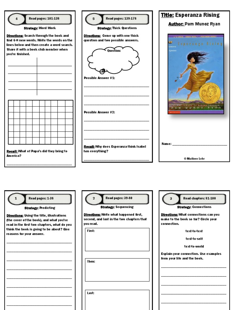 Esperanza Rising Book Club Activity | PDF