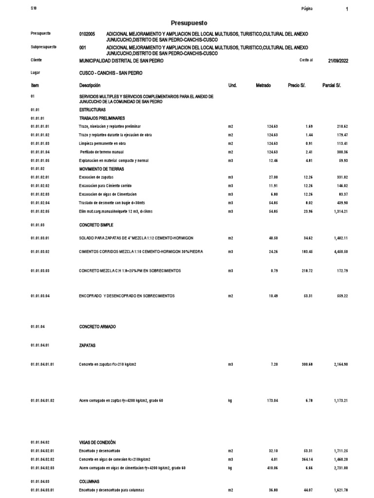 Presupuesto | PDF | Construyendo tecnología | Ingeniero civil