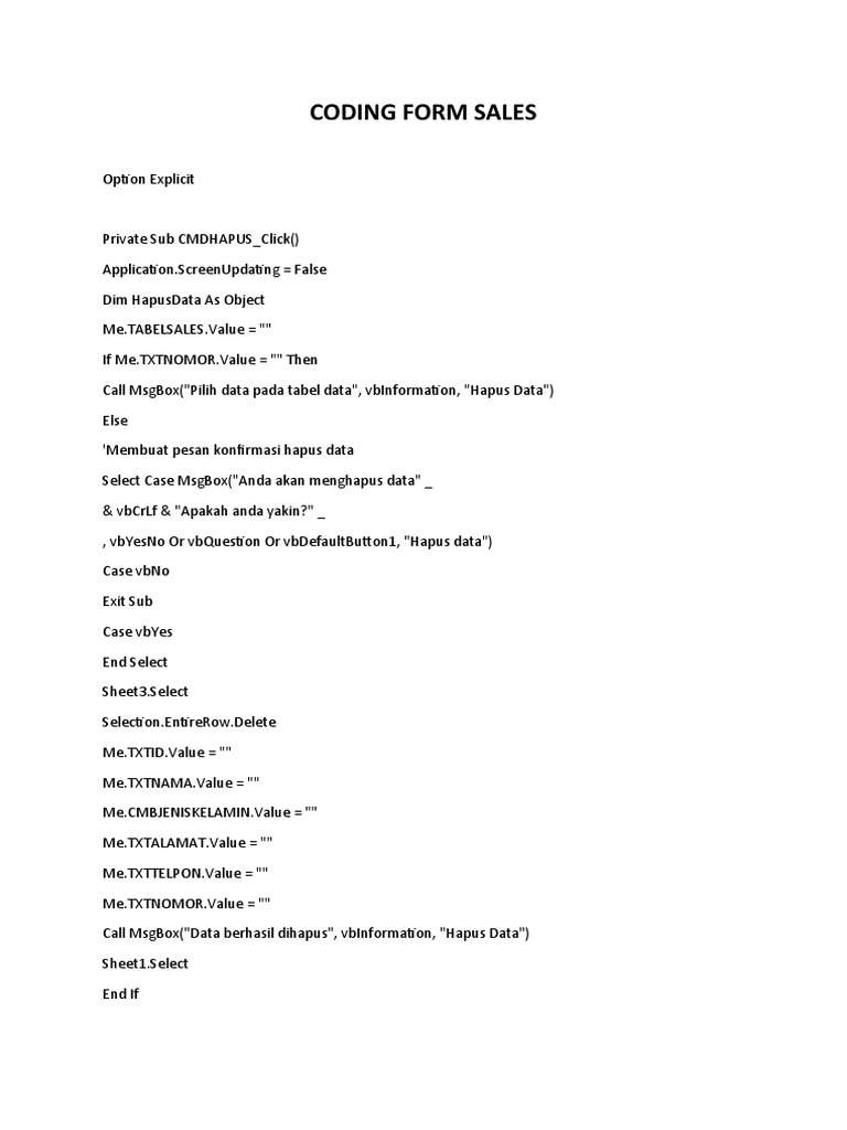 Coding Form Sales Pdf Computing Computer Programming 8441