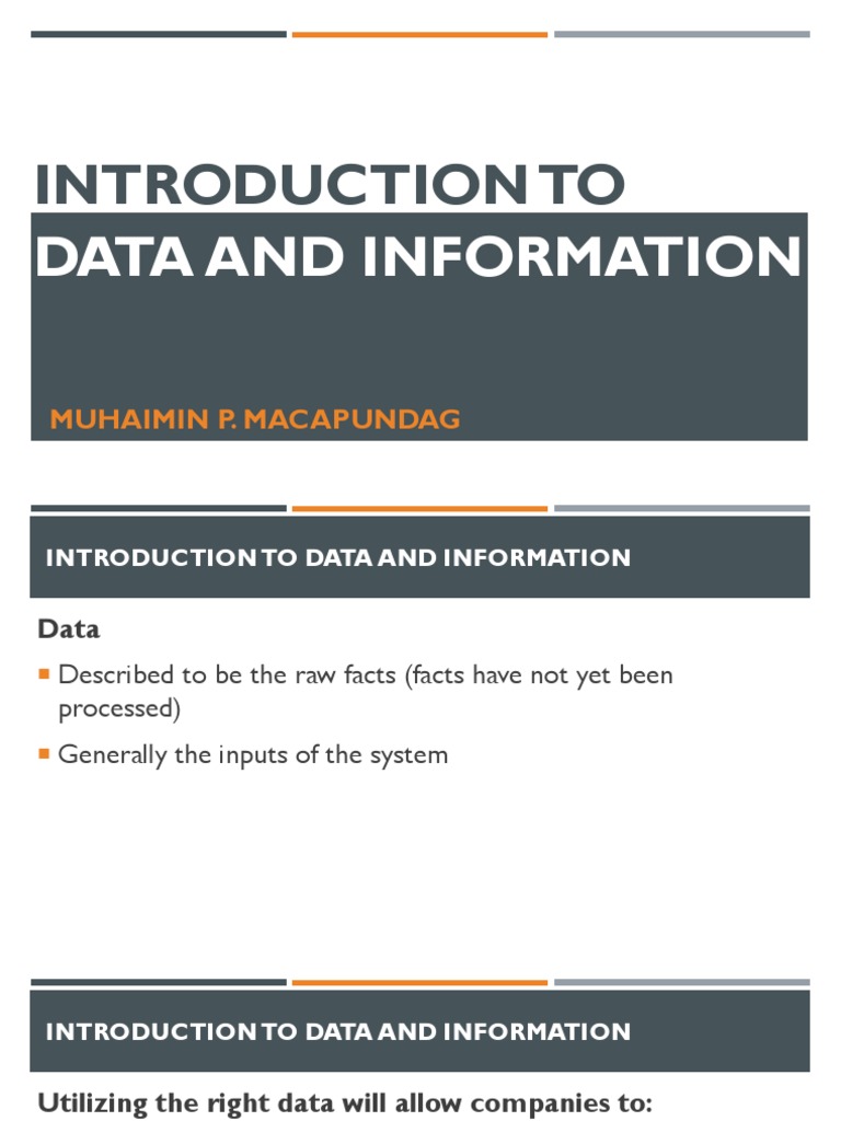 CH1 - Introduction To Data and Information | PDF | Information | Data