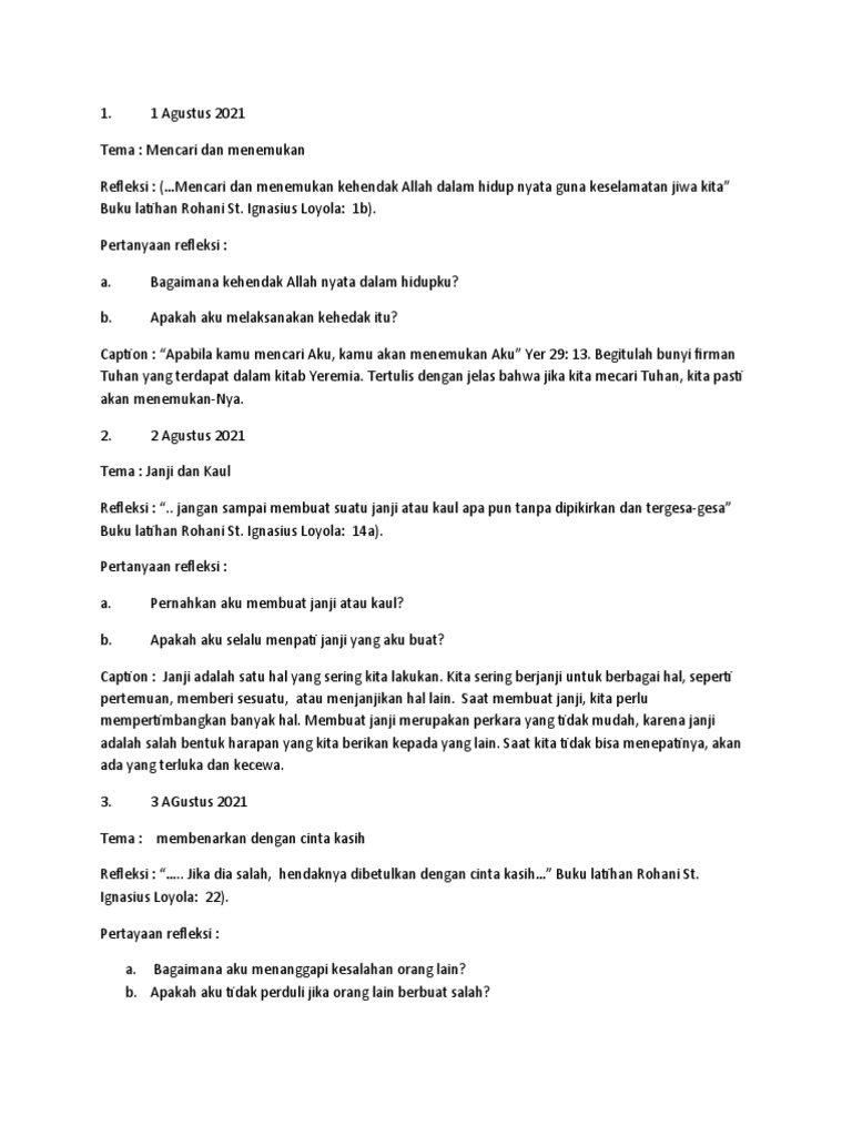 Renungan Bulan Agustus 2021 | PDF | Pengembangan Diri | Agama & Spiritualitas