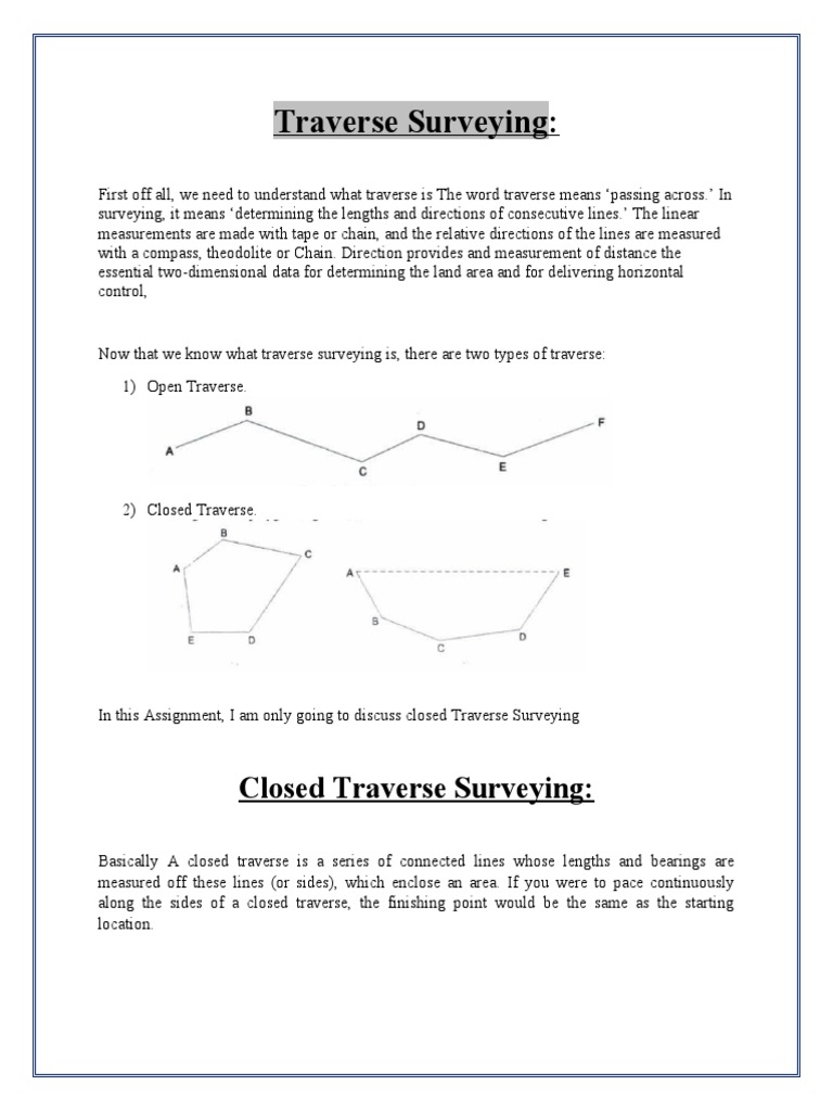 Traverse Surveying Assignment | PDF | Surveying | Compass