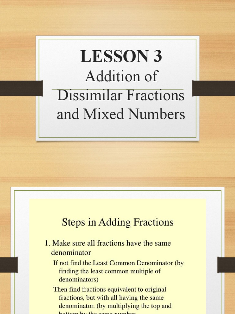 Addition Of Dissimilar Fractions Pdf