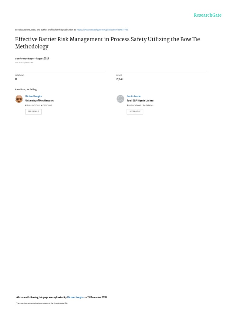 Effective Barrier Risk Management in Process Safety Utilizing The Bow ...