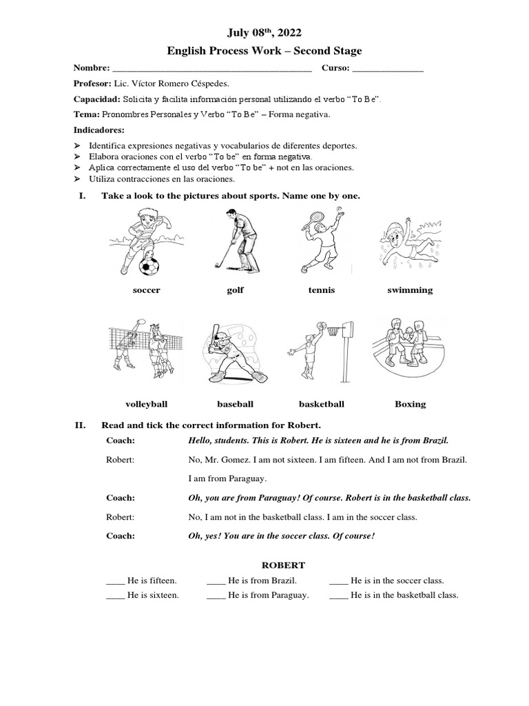 Personal Pronouns + Verb To Be. Negative Form. | PDF