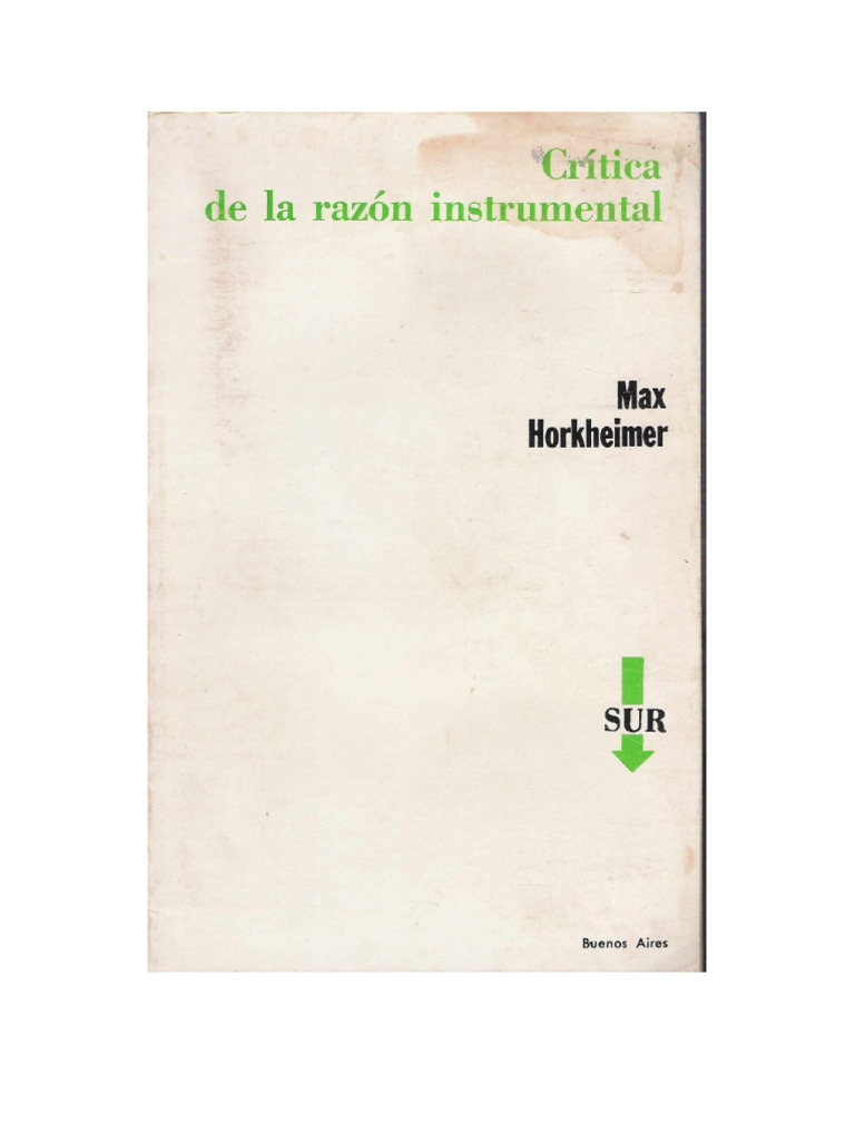 Max Horkheimer - Critica de La Razon Instrumental v.1.1 | PDF | Verdad ...