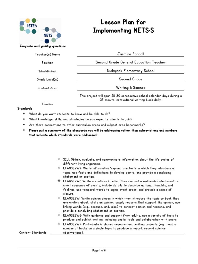 Lessonplantemplate Iste 2022 | PDF | Learning | Teachers