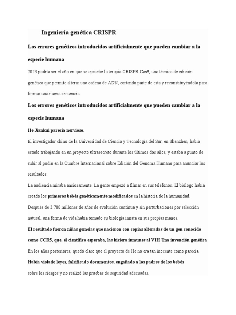 Ingeniería Genética CRISPR | PDF | Virus | Gene