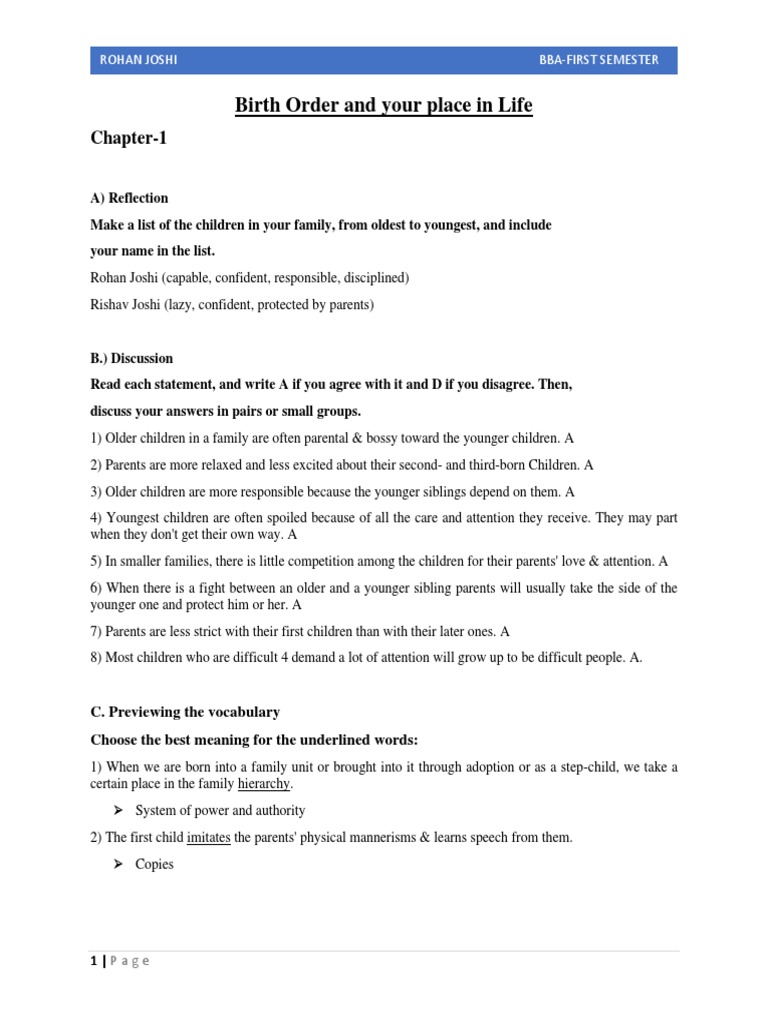 First Semester English Note | PDF | Friendship | Sibling