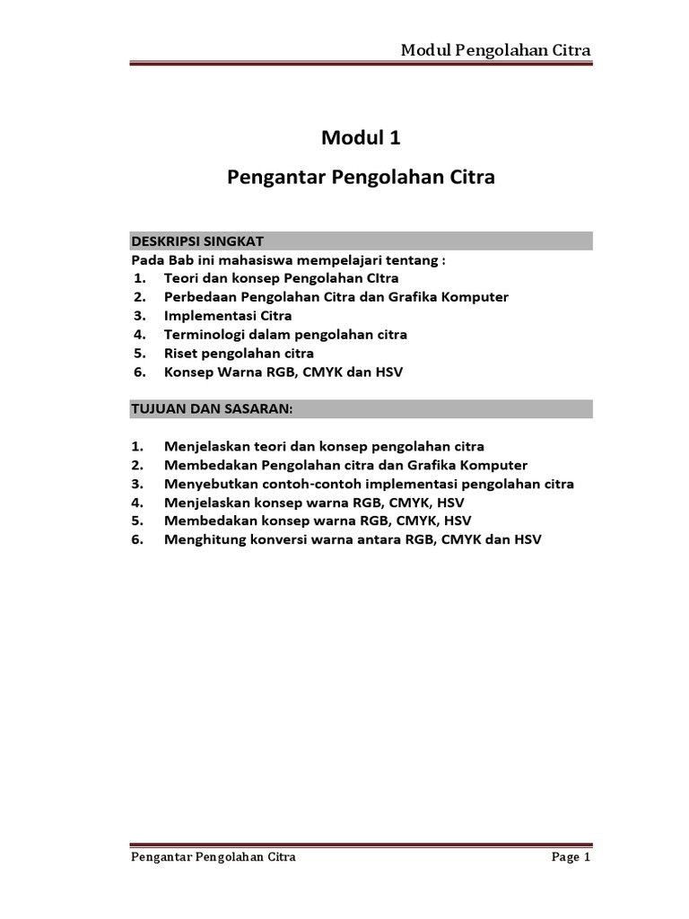 Modul 1 Pengantar Pengolahan Citra | PDF