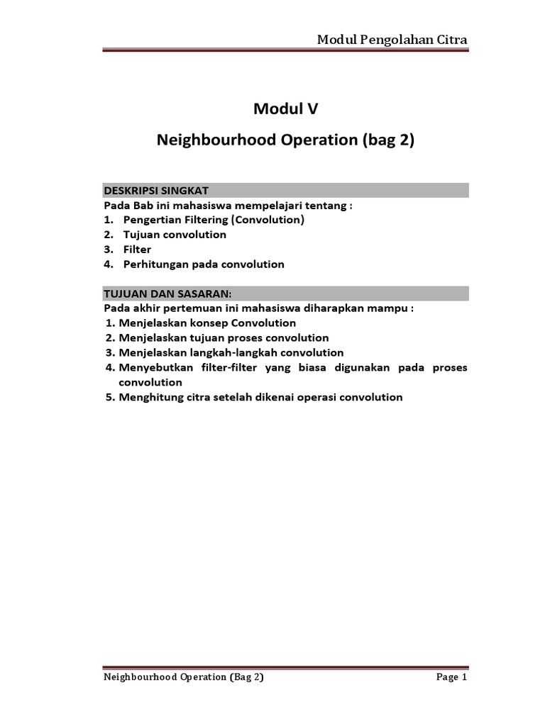 Modul V Neighbourhood Operation (Bag 2) | PDF | Sains & Matematika