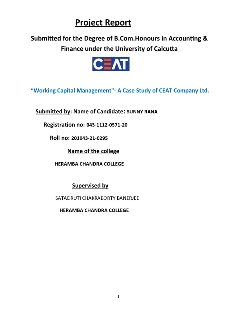 Working Capital Project.2023 | PDF | Working Capital | Business