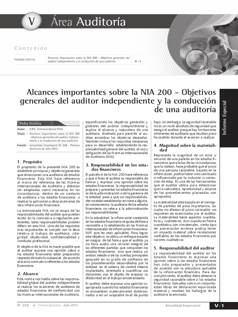 Nia 200 | PDF | Auditoría | Contralor