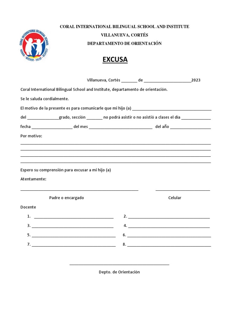 Formato EXCUSA 2023 | PDF