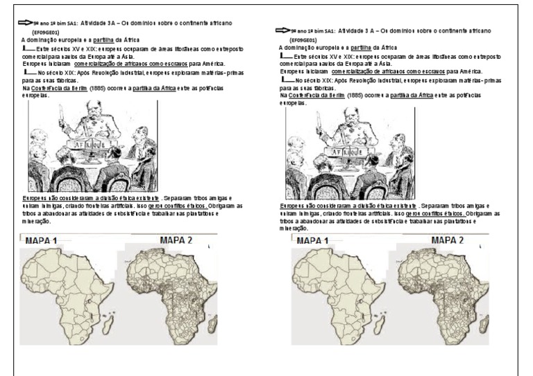 Atividade 3A – Os domínios sobre o continente africano | PDF