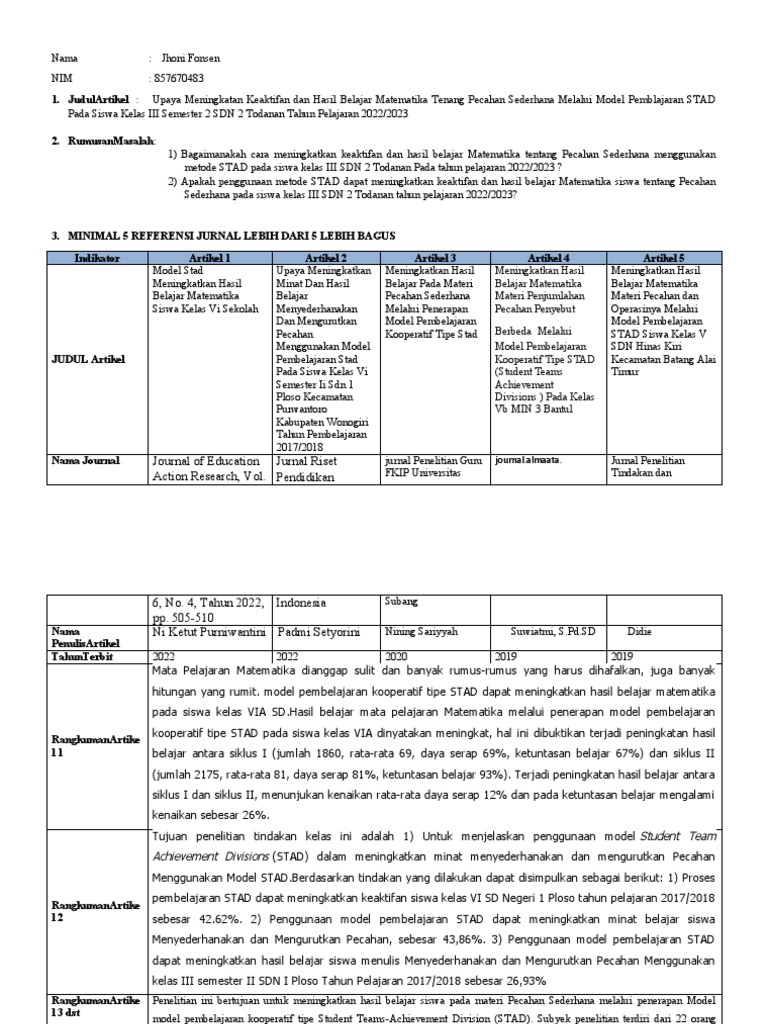 Meningkatkan Belajar Pecahan dengan STAD | PDF