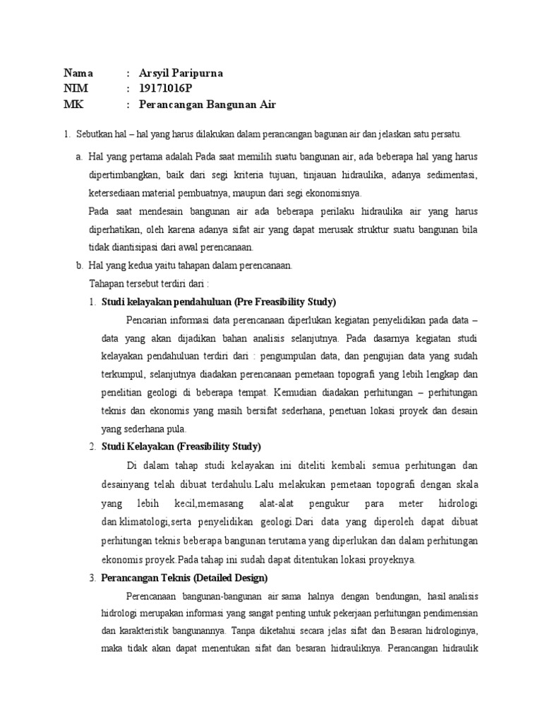 UAS Perancangan Bangunan Air Soal | PDF | Hukum | Teknologi & Rekayasa