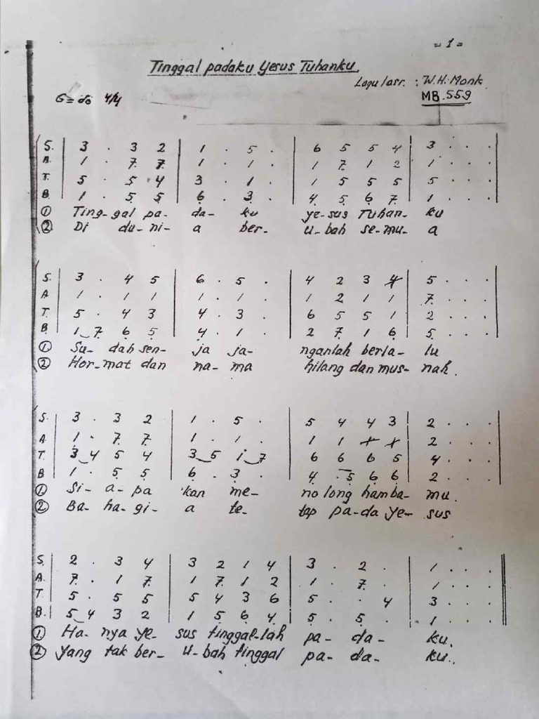 Tinggal Padaku Yesus Tuhanku | PDF