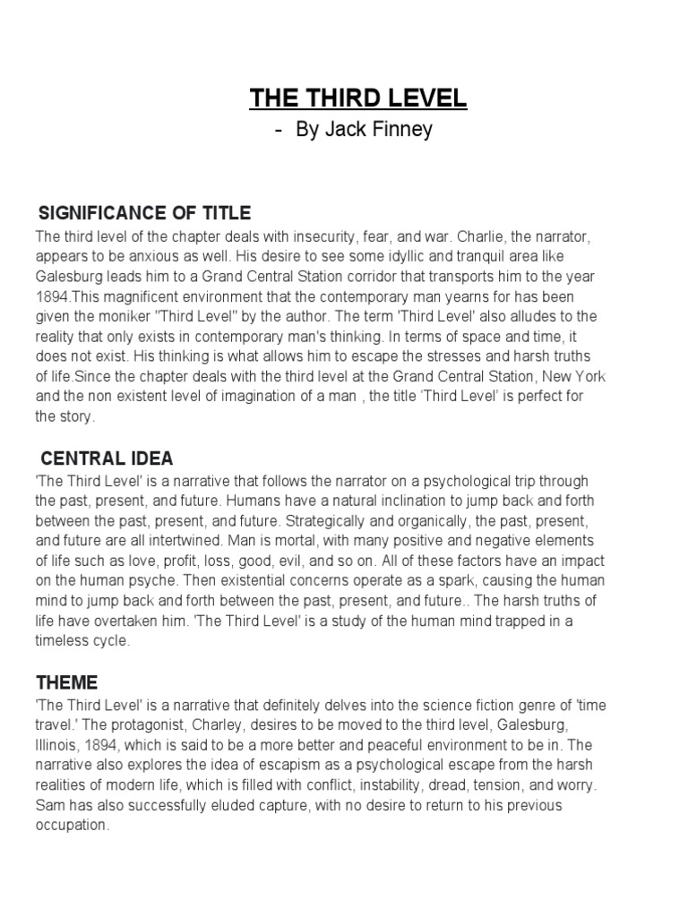 The Third Level Notes | PDF