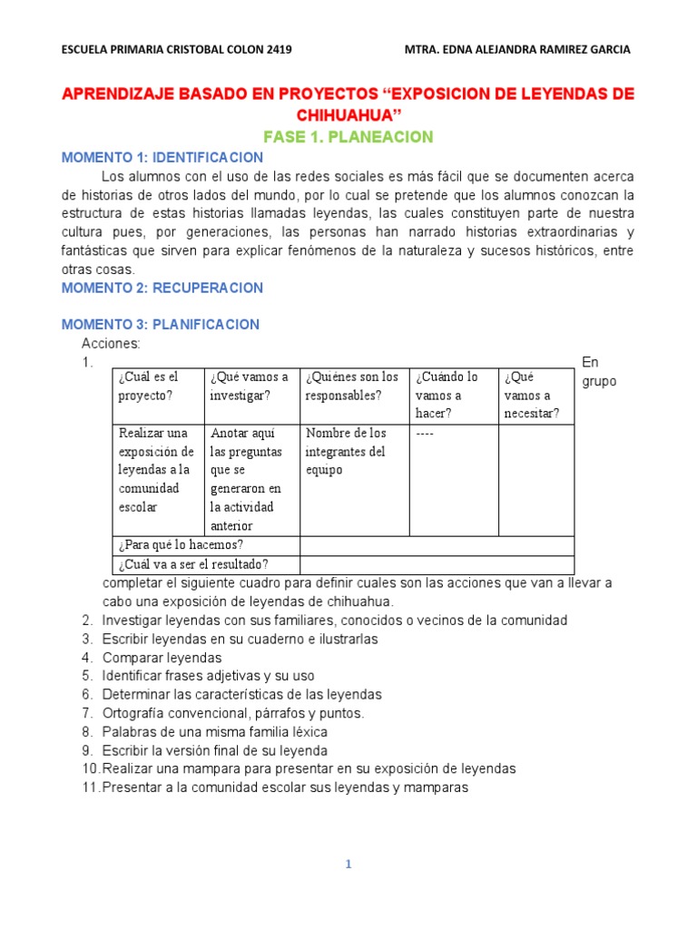 Proyecto Las Leyendas | PDF