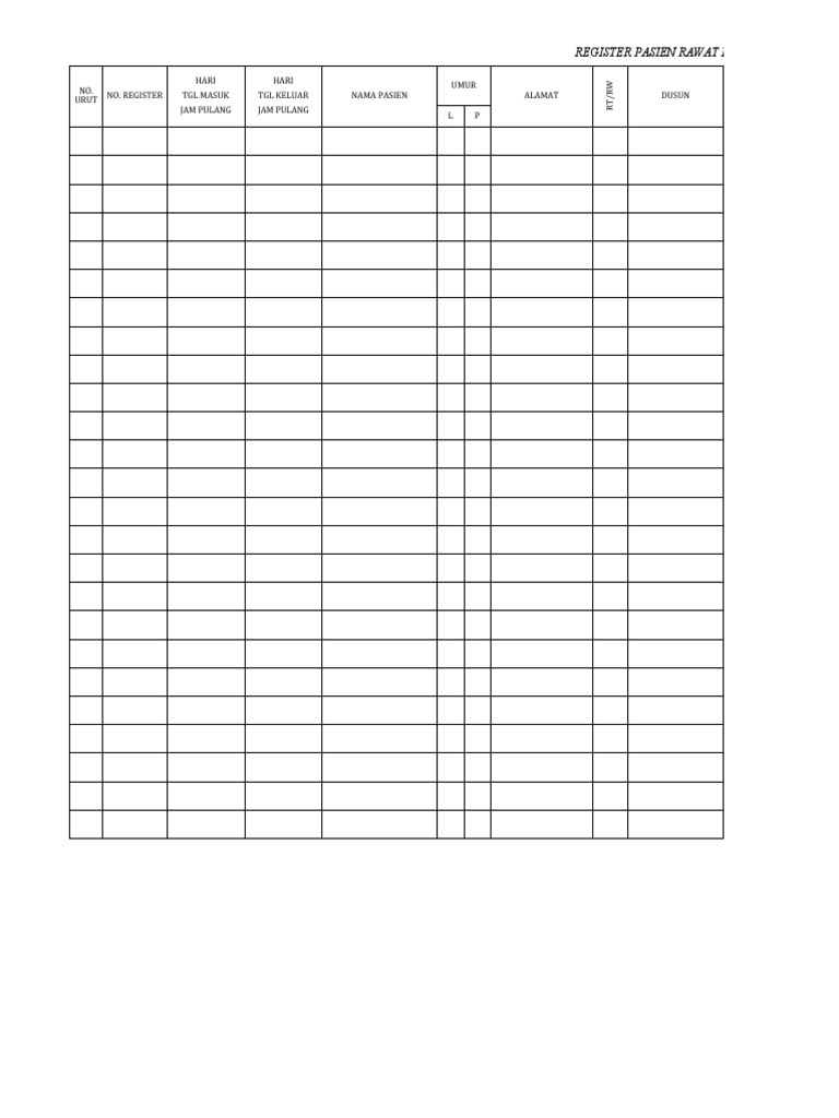 Register Pasien Rawat Inap | PDF