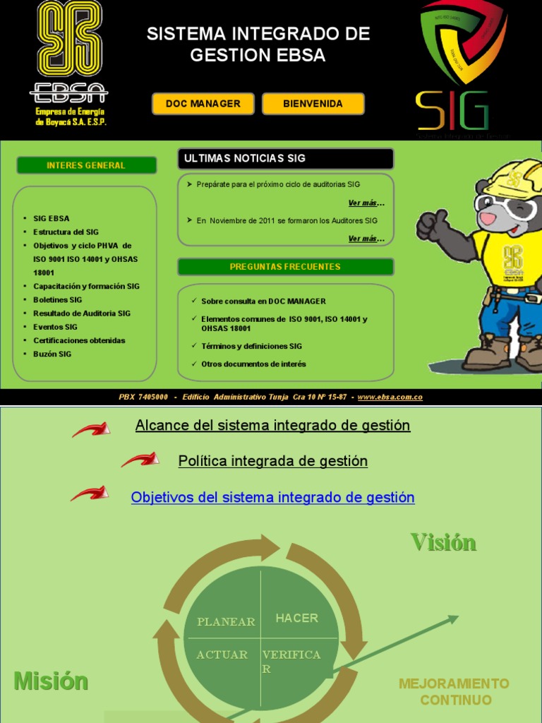 Sistema Integrado de Gestion Ebsa: Doc Manager Bienvenida | PDF | Seguridad y salud ocupacional ...