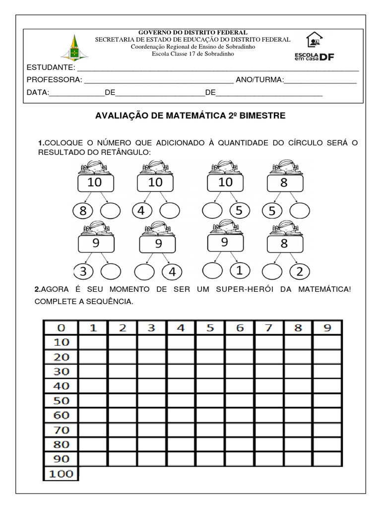 Avaliação De Matemática 2º Bimestre Pdf